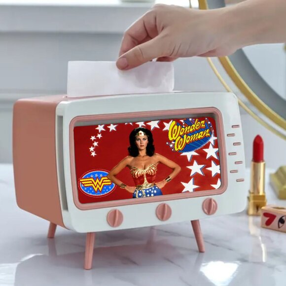 Bath | Wonder Woman Show Tv Set Kleenex Dispenser Box Smartphone Holder ...